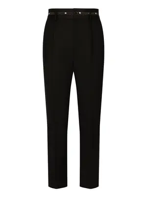 Dolce & Gabbana Logo-waistband Tailored Trousers - Black