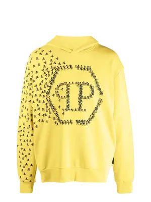 Philipp Plein Skull And Bones Cotton Hoodie - Yellow