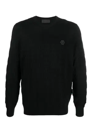 Philipp Plein Logo-patch Crew Neck Jumper - Black