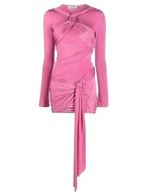 Attico Draped Long-sleeve Minidress - Pink