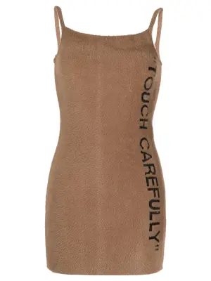 Off-White Quote Pencil Mini Dress - Brown