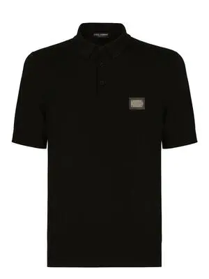 Dolce & Gabbana Logo-tag Virgin-wool Polo Shirt - Black