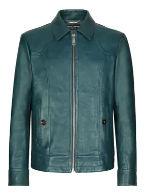 Dolce & Gabbana Zip-up Leather Jacket - Green