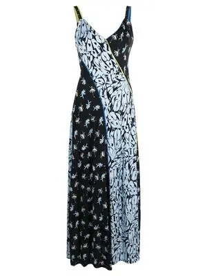 Diane Von Furstenberg Floral-print Patchwork Dress - Blue
