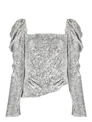Simkhai Allura Sequin-embellished Blouse - Silver