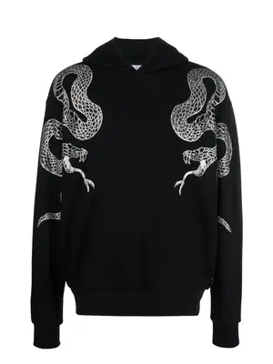 Philipp Plein Embellished Snake-print Hoodie - Black