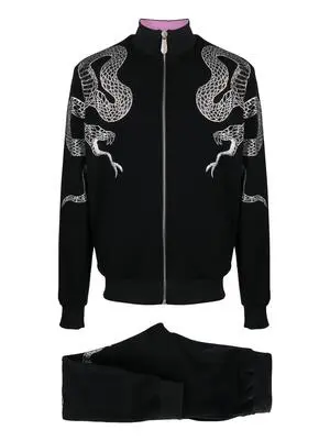 Philipp Plein Crystal Snake Track Suit - Black