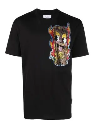 Philipp Plein Hawaii Embellished Short-sleeve T-shirt - Black