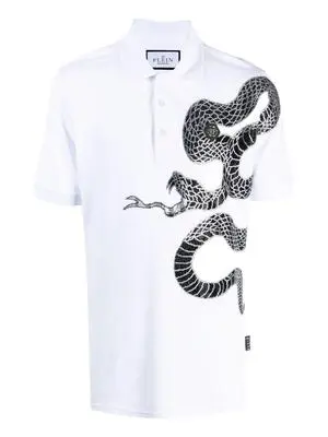 Philipp Plein Graphic Snake Polo Shirt - White