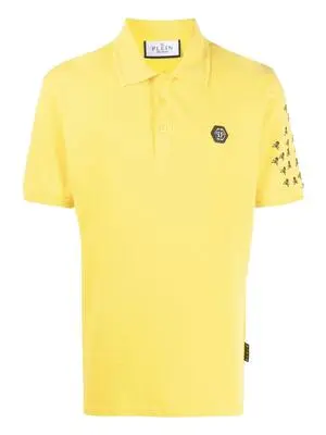 Philipp Plein Skull And Bones Cotton Polo Shirt - Yellow