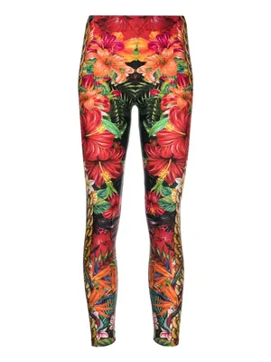 Philipp Plein Hawaii-print Leggings - Red