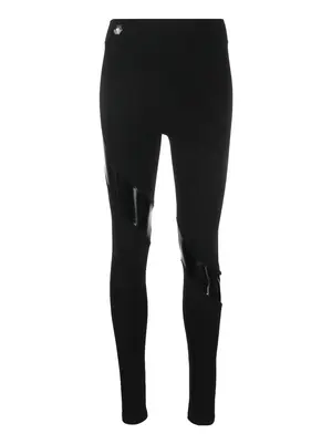 Philipp Plein Tape-detail Stretch Leggings - Black