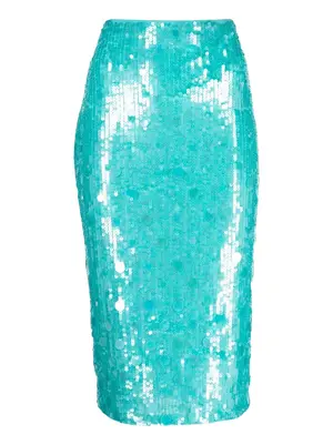 P.a.r.o.s.h Sequin-embellished Pencil Skirt - Blue