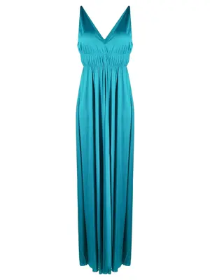 P.a.r.o.s.h V-neck Pleated Maxi Dress - Blue