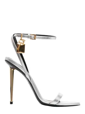 TOM FORD 105mm Padlock Metallic Open-toe Sandals - Grey