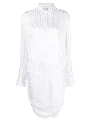 Attico Hatty Striped Shirt Dress - White