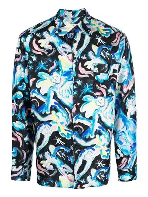 Marni Illustration-print Silk Shirt - Black