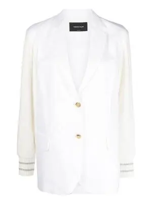 Fabiana Filippi Contrast-sleeve Single-breasted Blazer - White