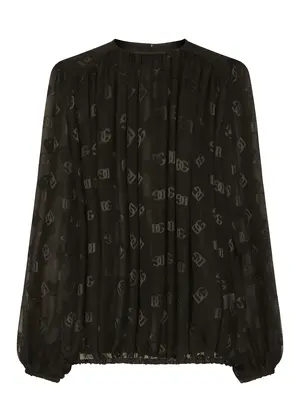 Dolce & Gabbana Dg Logo Devoré Blouse - Black