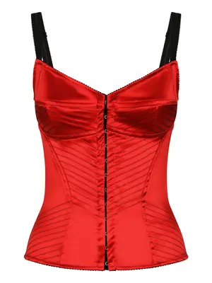 Dolce & Gabbana Satin Corset With Hook-and-eye Fastenings - Red