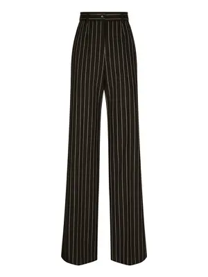 Dolce & Gabbana Pinstripe Wool Palazzo Pants - Multicolor