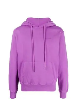 Off-White Logo Print Cotton Hoodie - Purple