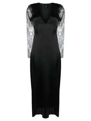 MAISON CLOSE Rendez-vous Lace-sleeve Maxi Dress - Black