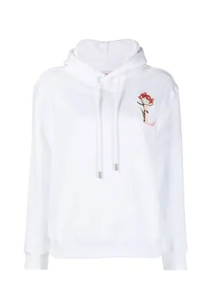 LANVIN Logo-embroidered Drawstring Hoodie - White