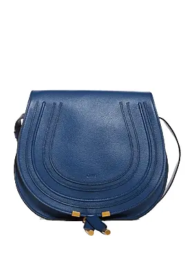 Chloé Marcie Leather Saddle Bag Deep Denim/gold