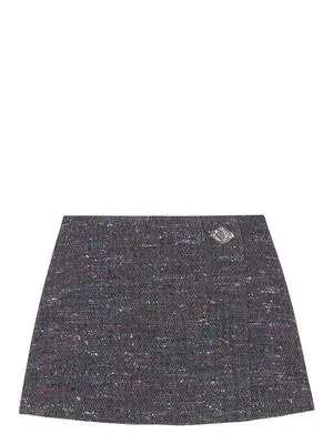 GANNI Wool Blend Mini Wrap Skirt - Mixed