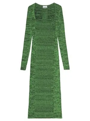 GANNI Melange Knit Dress - Green