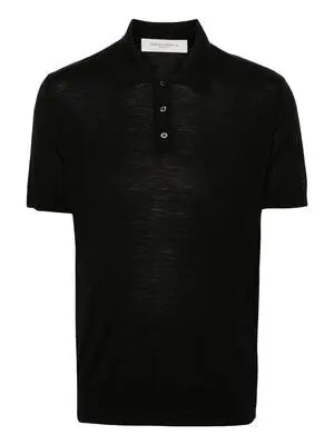GOLDEN GOOSE Fine-knit Polo Shirt - Black