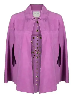 FORTE_FORTE Eyelet-detail Suede Cape - Purple