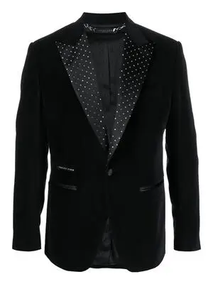 Philipp Plein Single-breasted Velvet Blazer - Black