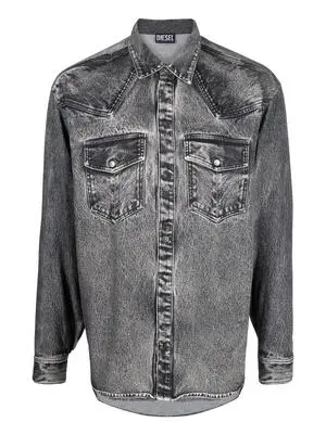 DIESEL® Acid-wash Long-sleeve Shirt - Black