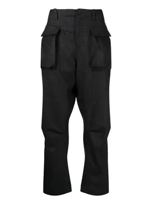 THE POWER FOR THE PEOPLE Flap-pocket Straight-leg Trousers - Black