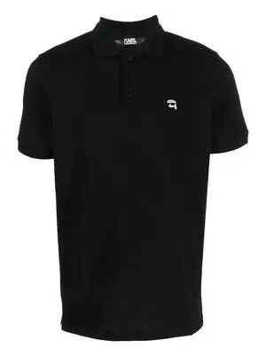Karl Lagerfeld Ikon Organic-cotton Polo Shirt - Black