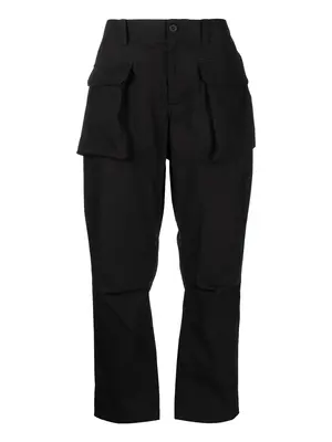 THE POWER FOR THE PEOPLE Flap-pocket Straight-leg Trousers - Black