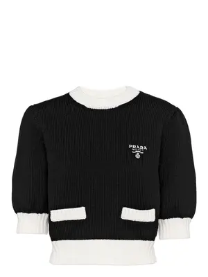 PRADA Logo-Embroidered Cropped Sweater
