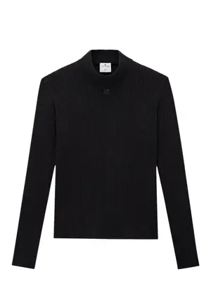 COURREGES Logo-patch Rib-knit Jumper - Black