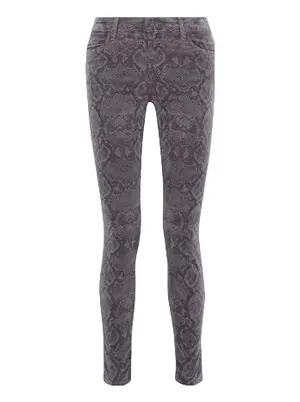 J Brand Animal Print Velvet Pants - Grey