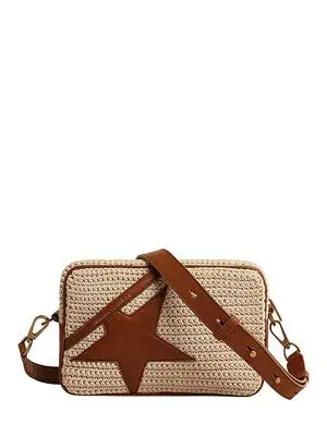 GOLDEN GOOSE Star Raffia Crossbody Bag - Neutral