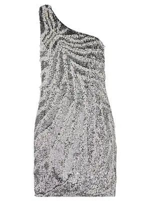 Givenchy One-shoulder Sequined Tulle Mini Dress - Silver