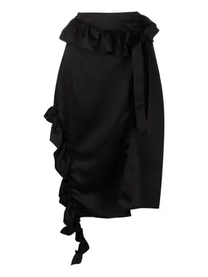 Rokh Ruffle-trim Midi Skirt - Black