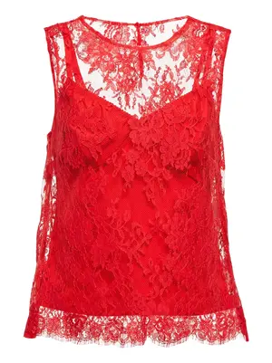 Dolce & Gabbana Floral Lace Top - Red