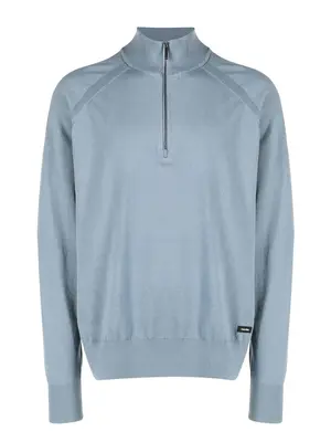 Calvin Klein Lyocell-blend Quarter-zip Jumper - Blue
