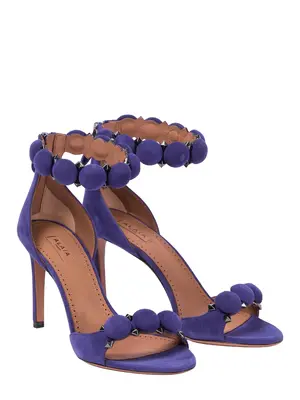 Alaïa La Bombe 90 Suede Sandals - Purple