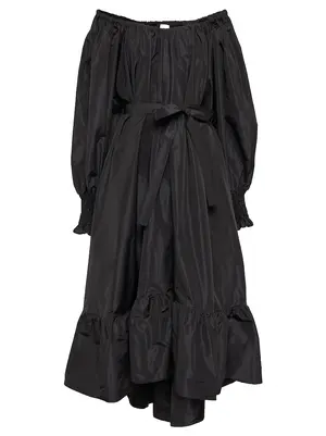 Patou Off-shoulder Faille Maxi Dress - Black