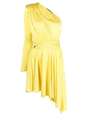 Philipp Plein Pleated One-shoulder Dress - Yellow