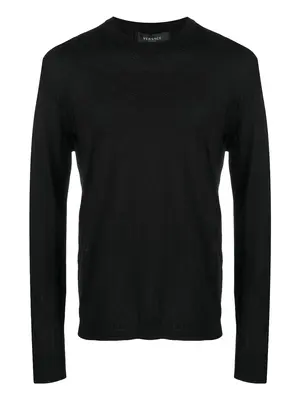 Versace La Greca Cotton-silk Jumper - Black